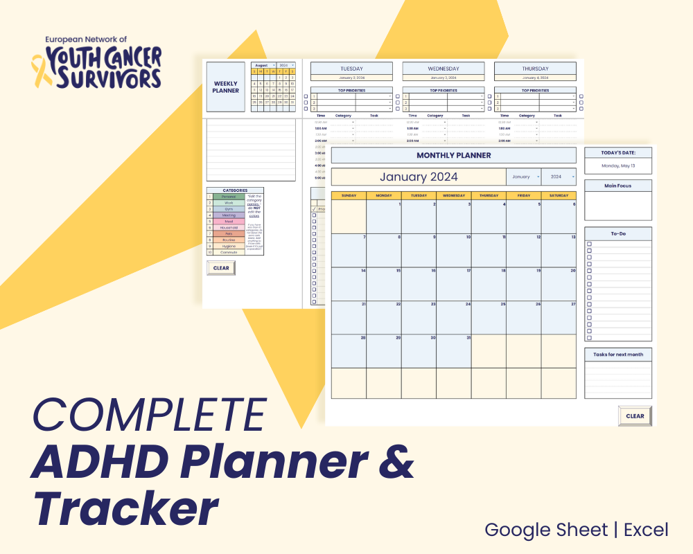 ADHD Planner & Tracker Google Sheet Template - Beatcancer shop